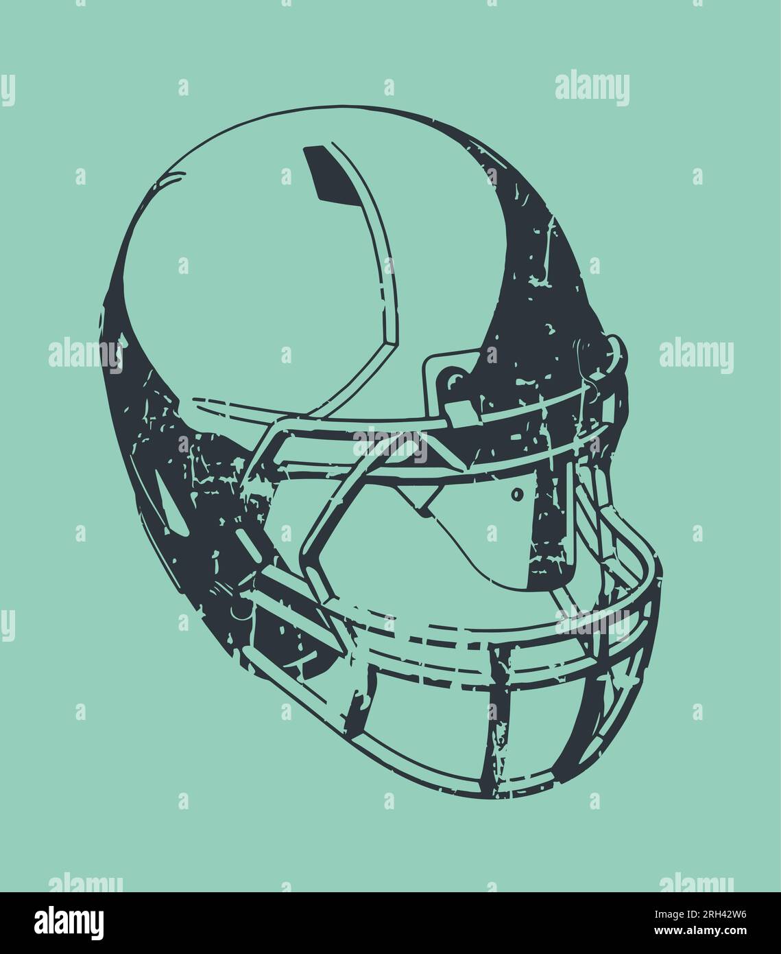 Stylized vector illustration of an American football helmet in retro ...