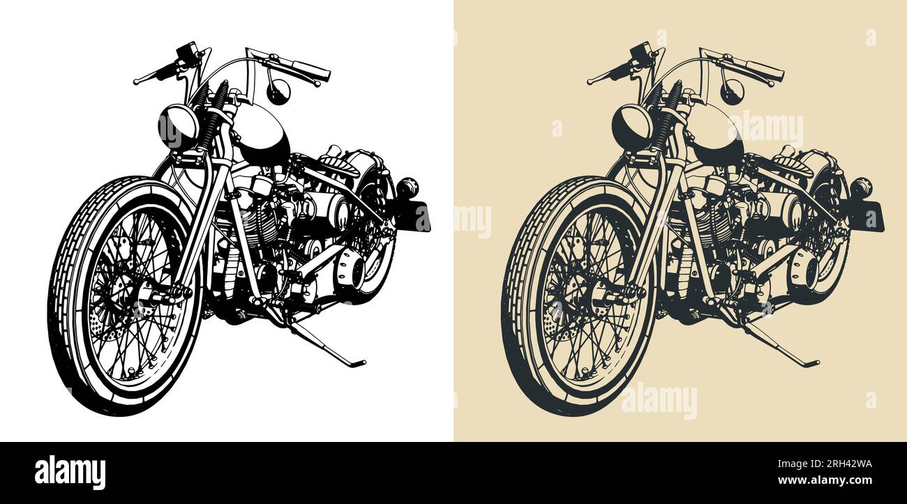 Stylized vector illustration of classic vintage chopper Stock Vector ...