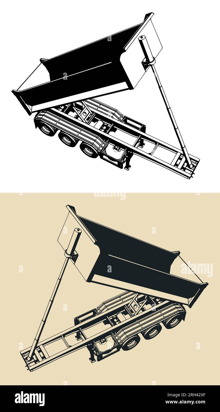 Stylized vector illustrations of tipper semi trailer Stock Vector Image ...