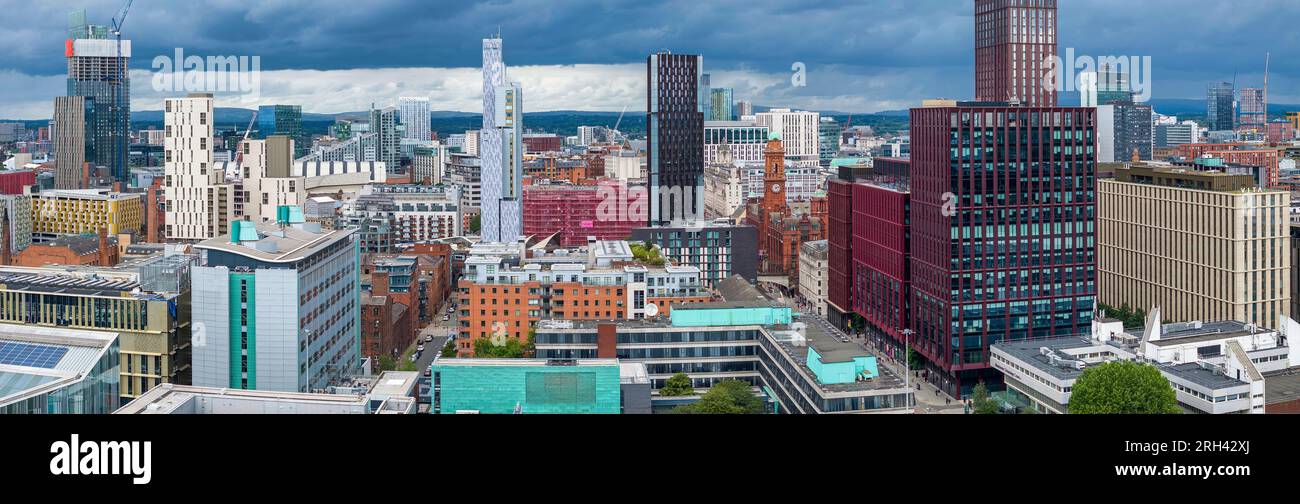 Aerial view of Manchester downtown and skyline development ...