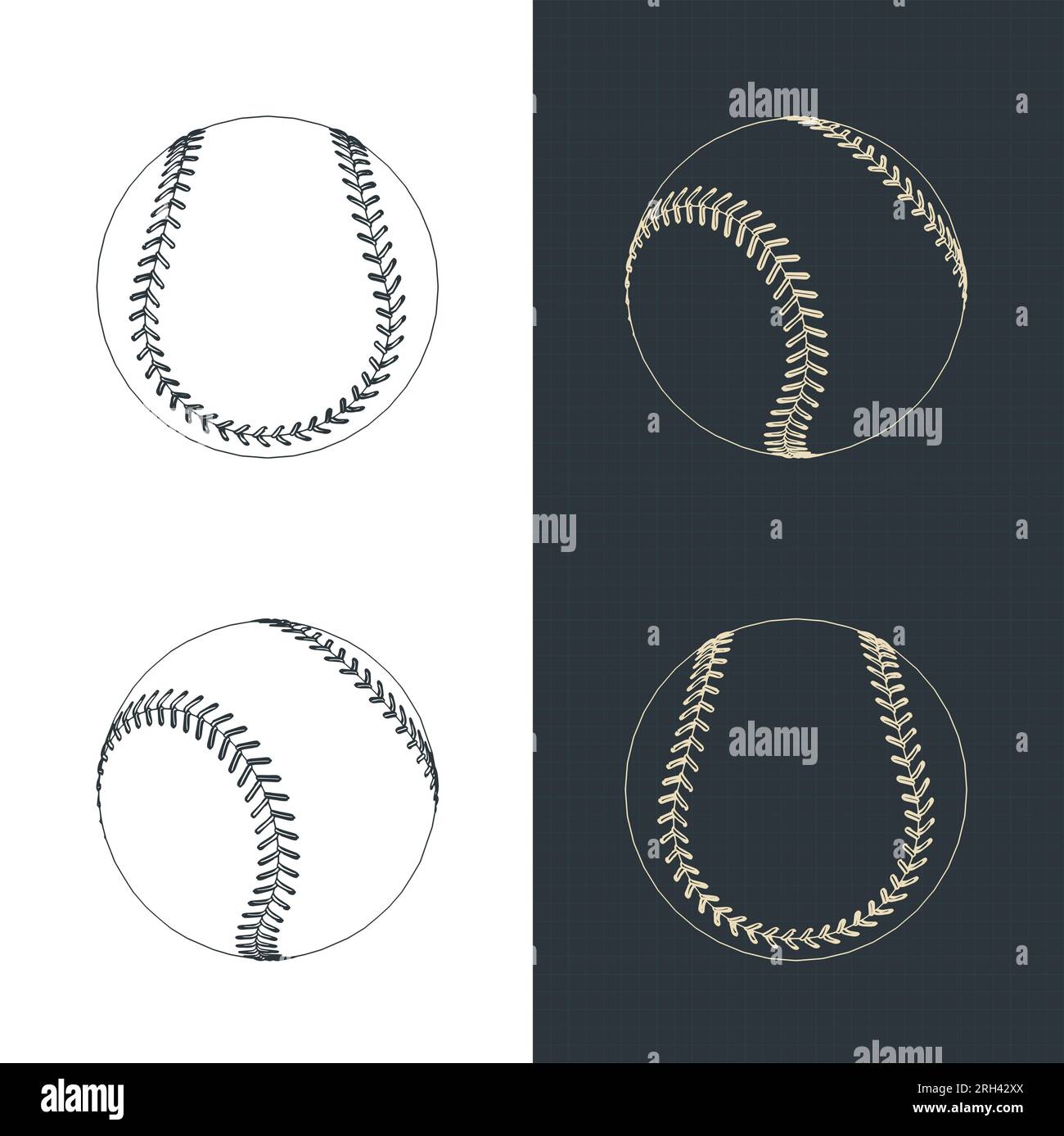 Stylized vector illustrations of blueprints of baseball ball Stock ... Stylized vector illustrations of blueprints of baseball ball Stock ...
