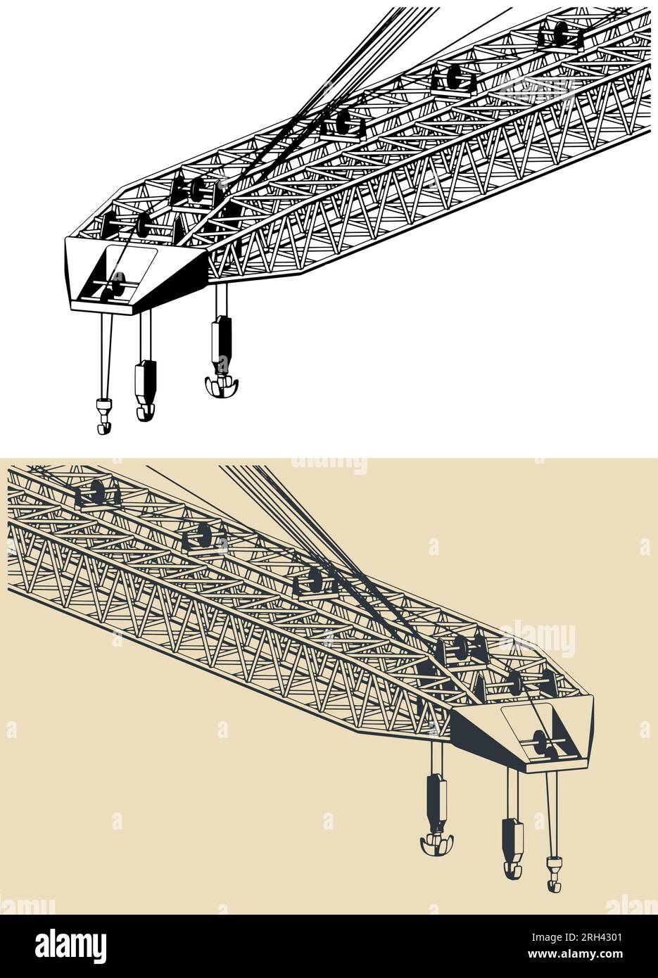 Stylized vector illustration of a boom of large crane close-up Stock ... Stylized vector illustration of a boom of large crane close-up Stock ...