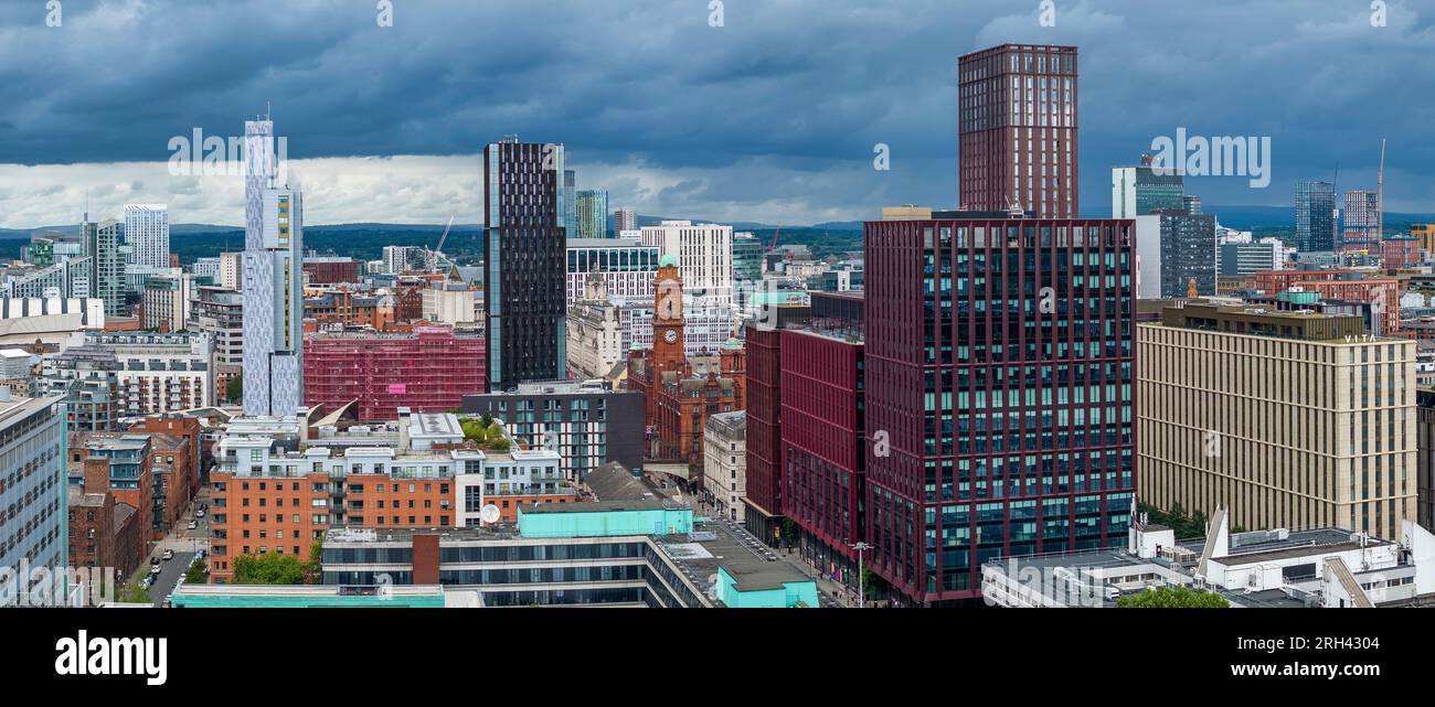 Aerial view of Manchester downtown and skyline development ...