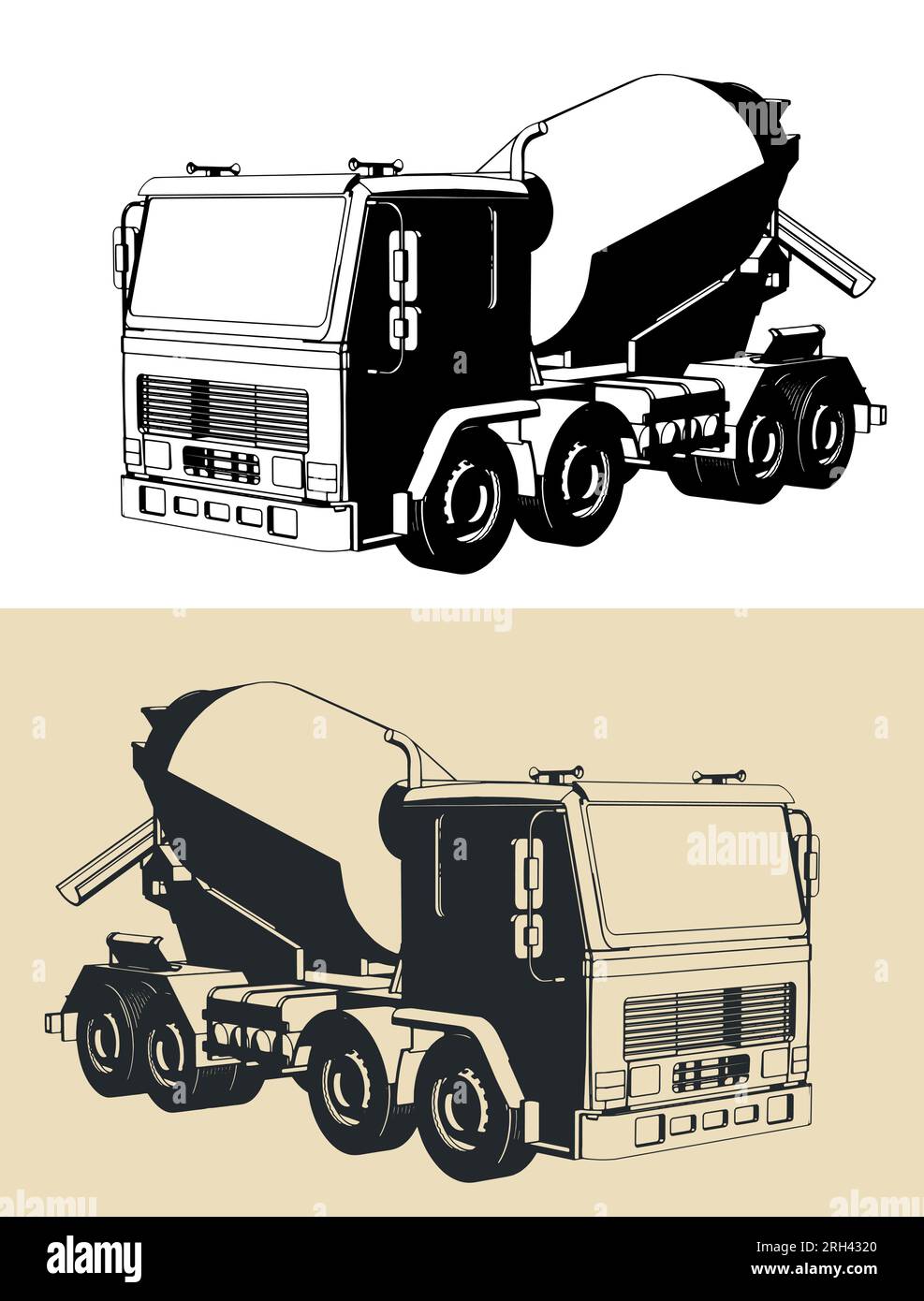 Stylized vector illustration of concrete mixer truck Stock Vector Image ...