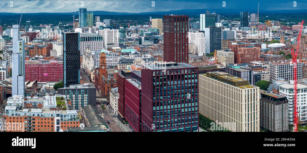Aerial view of Manchester downtown and skyline development ...