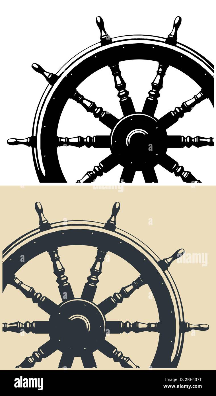 Stylized vector illustrations of a ship steering wheel Stock Vector ...