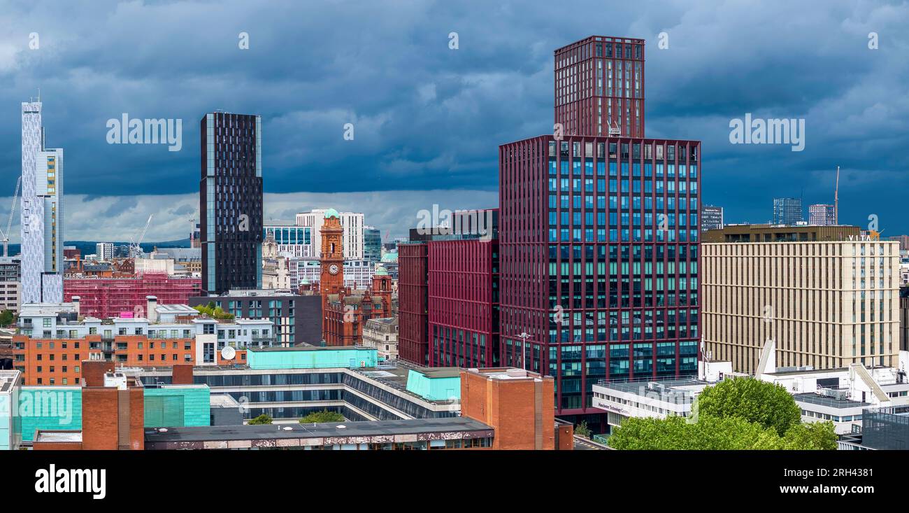 Aerial view of Manchester downtown and skyline development ...