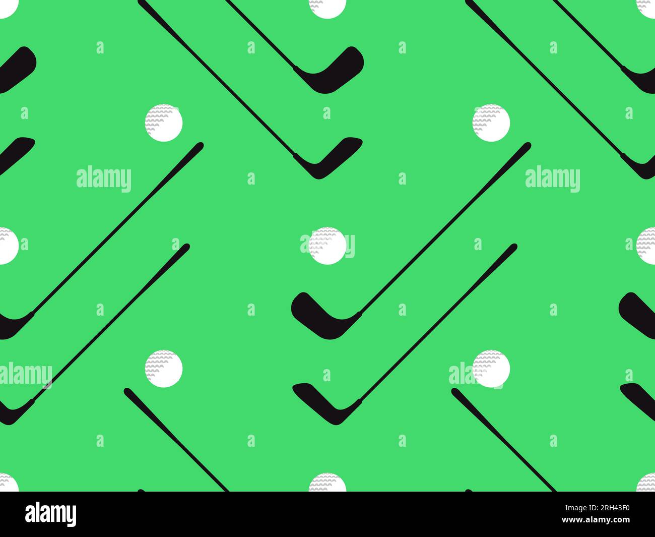 Seamless pattern with golf clubs and balls on a green field. Golf club ...