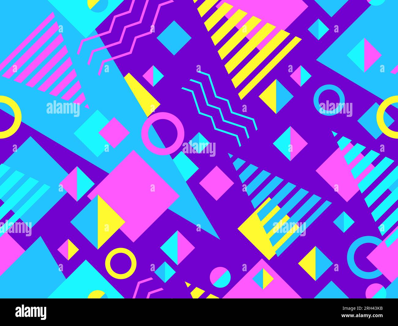 Seamless geometric pattern in 80s memphis style. Colorful geometric ...