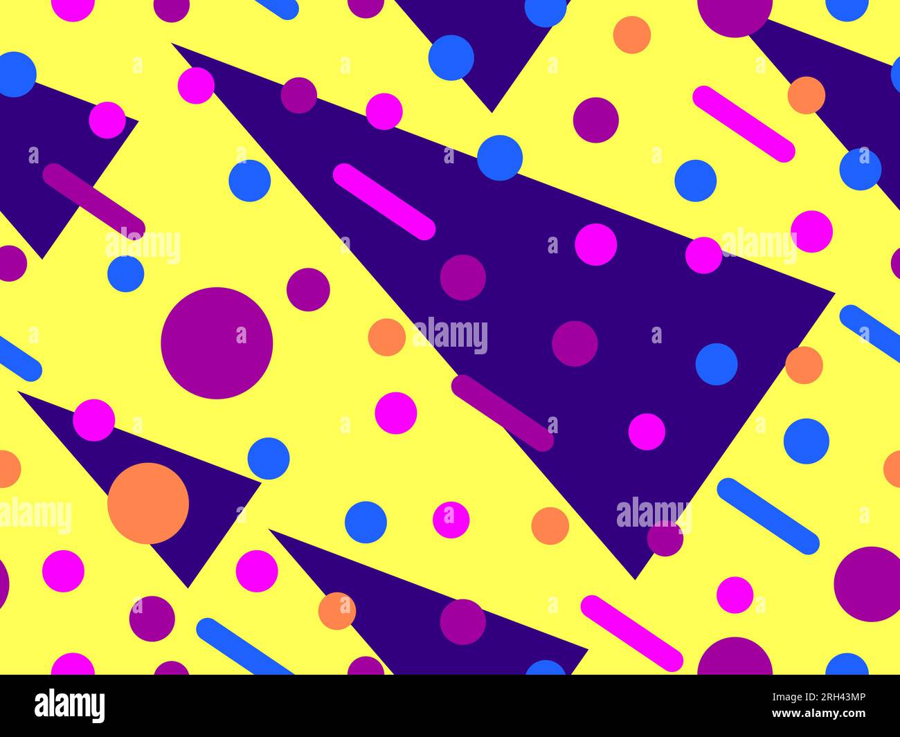 Seamless geometric pattern in 80s memphis style. Colorful geometric ...