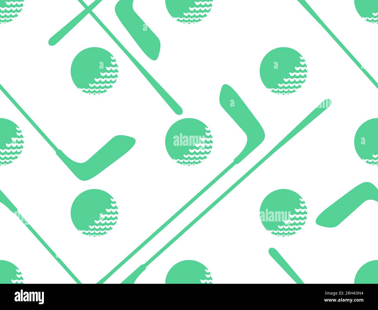 Seamless pattern with golf clubs and green balls on a white background ...