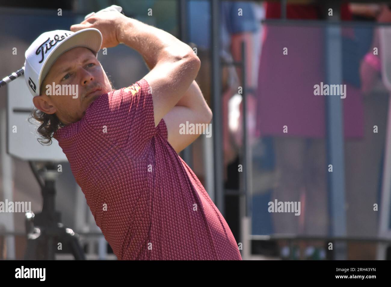 Bedminster, United States. 13th Aug, 2023. Cam Smith swings his put ...