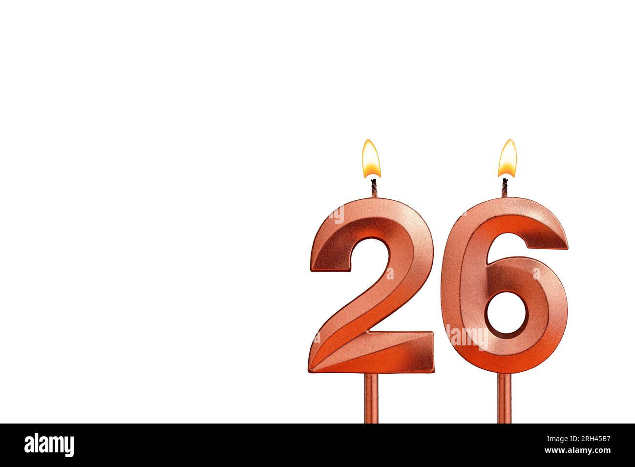 Burning candle number 26 for birthday on white background Stock Photo ...