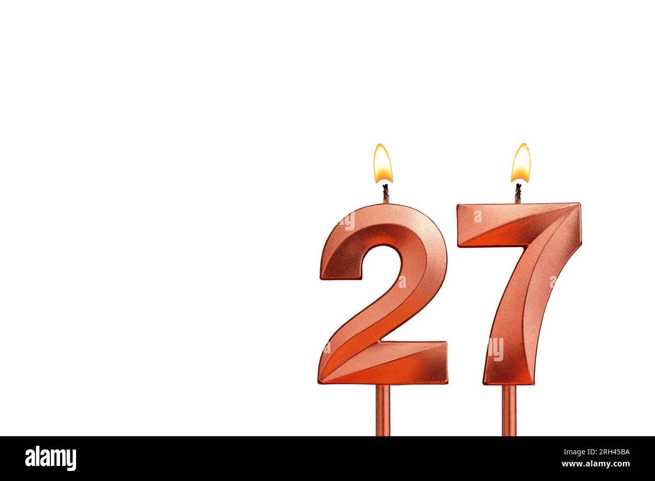 Birthday candle number 27 on white background Stock Photo - Alamy