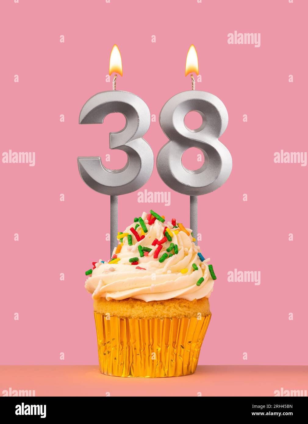 Number 38 candle with cupcake - Birthday card Stock Photo - Alamy