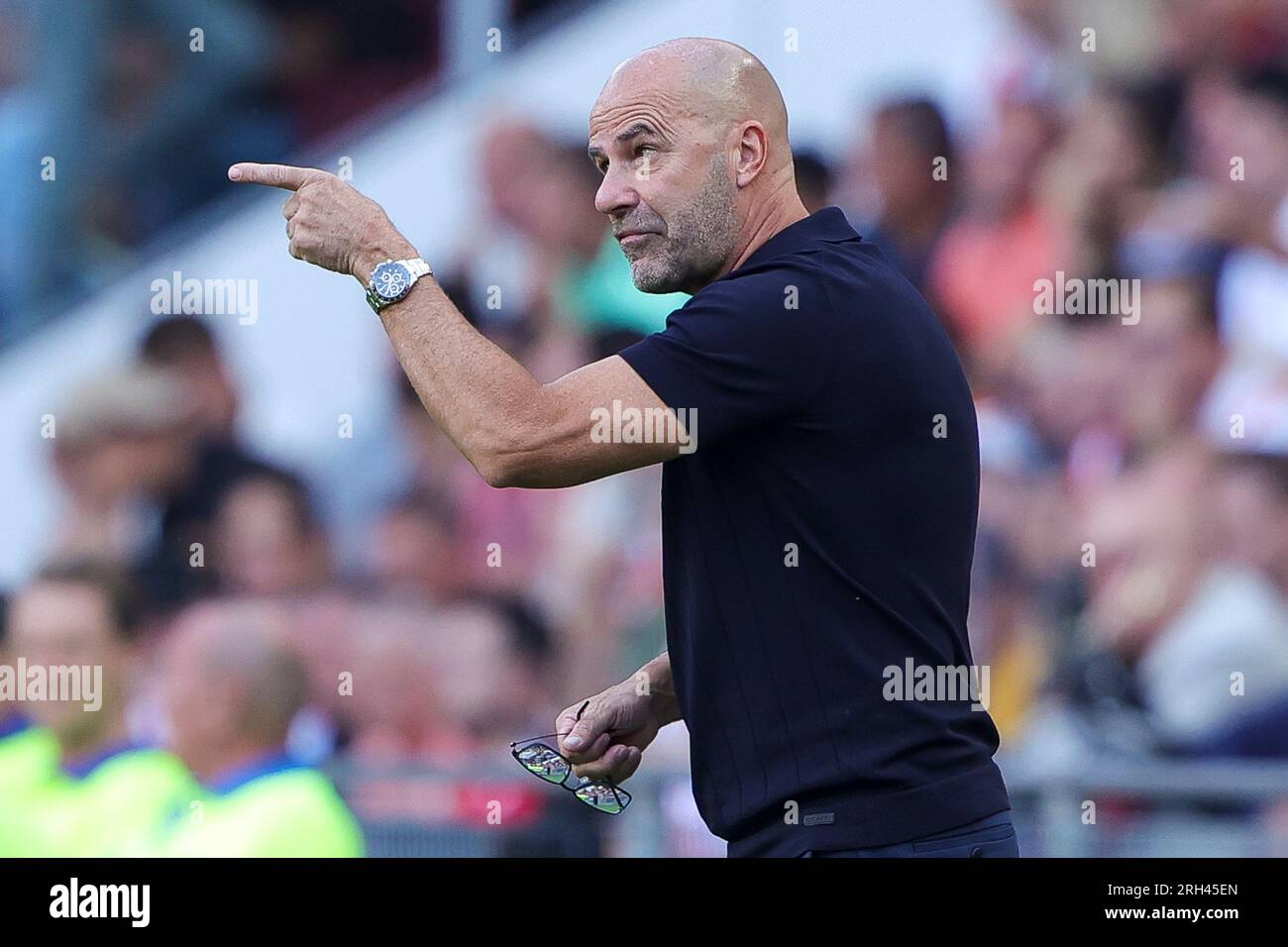 EINDHOVEN, NETHERLANDS - AUGUST 12: head coach Peter Bosz (PSV) during ...