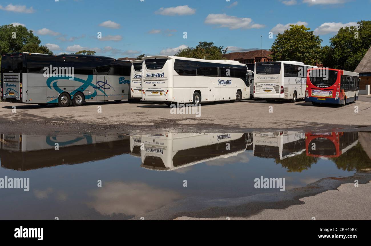 Salisbury, Wiltshire, England, UK. 9 August 2023. Bus and coaches ...