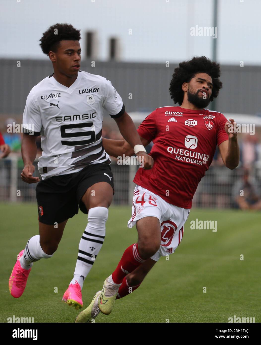 Mahdi Camara of Stade Brestois and D sir Dou of Stade Rennais during ...