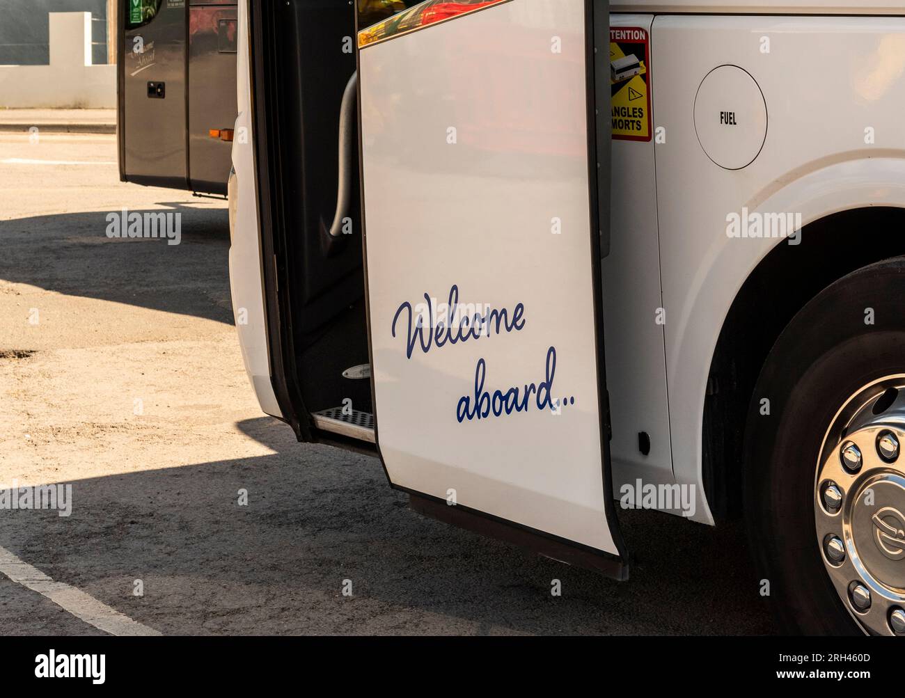 Salisbury, Wiltshire, England, UK. 6 August 2023. Commercial coaches ...