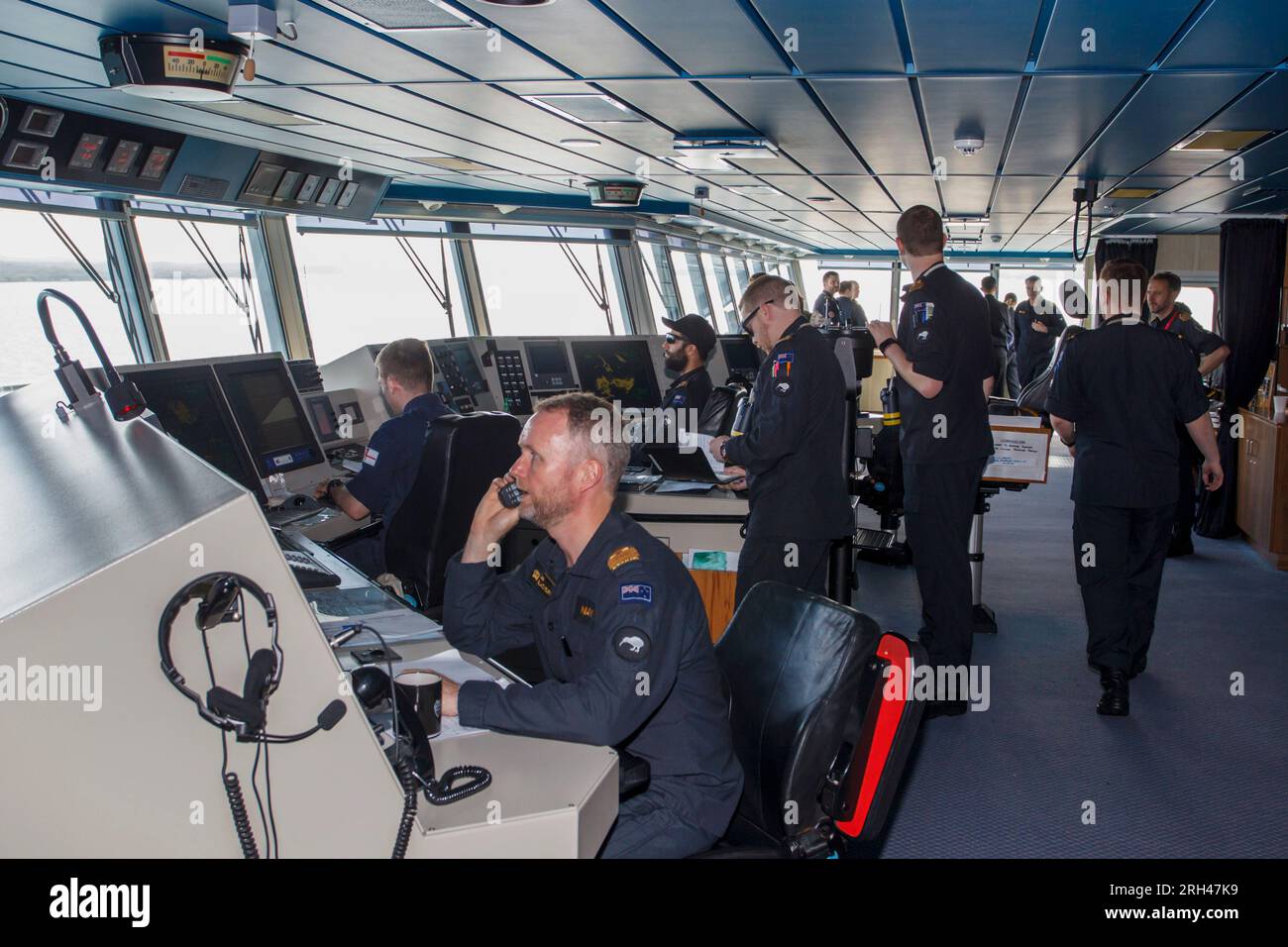 The bridge onboard HMNZS Canterbury whilst taking part in an ...