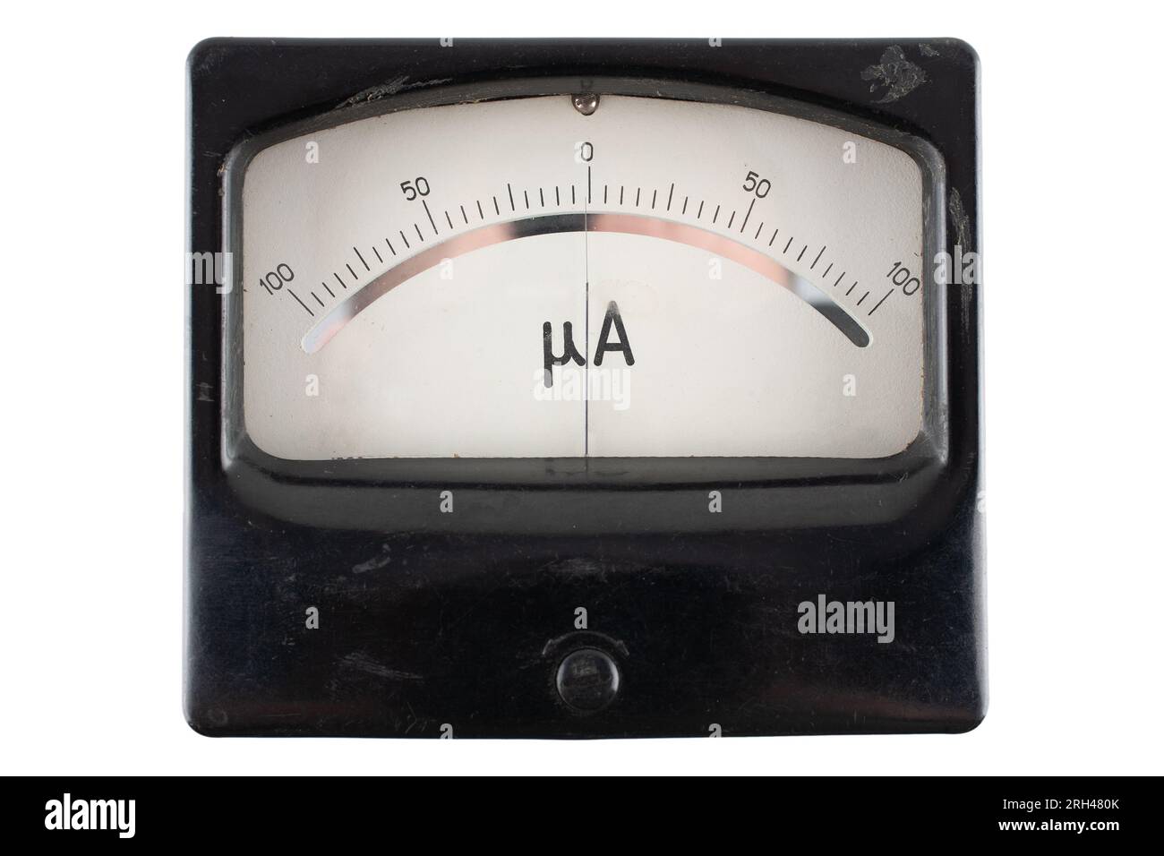 Close-up of an vintage ancient ammeter isolated on white background ...
