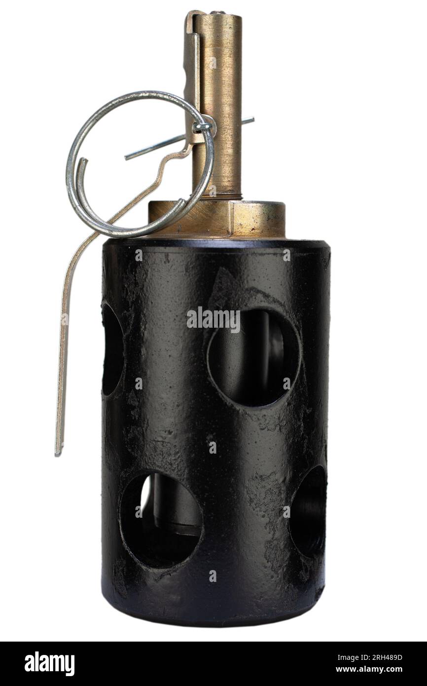 flashbang (stun) non-lethal grenade for riot police isolated on white ...