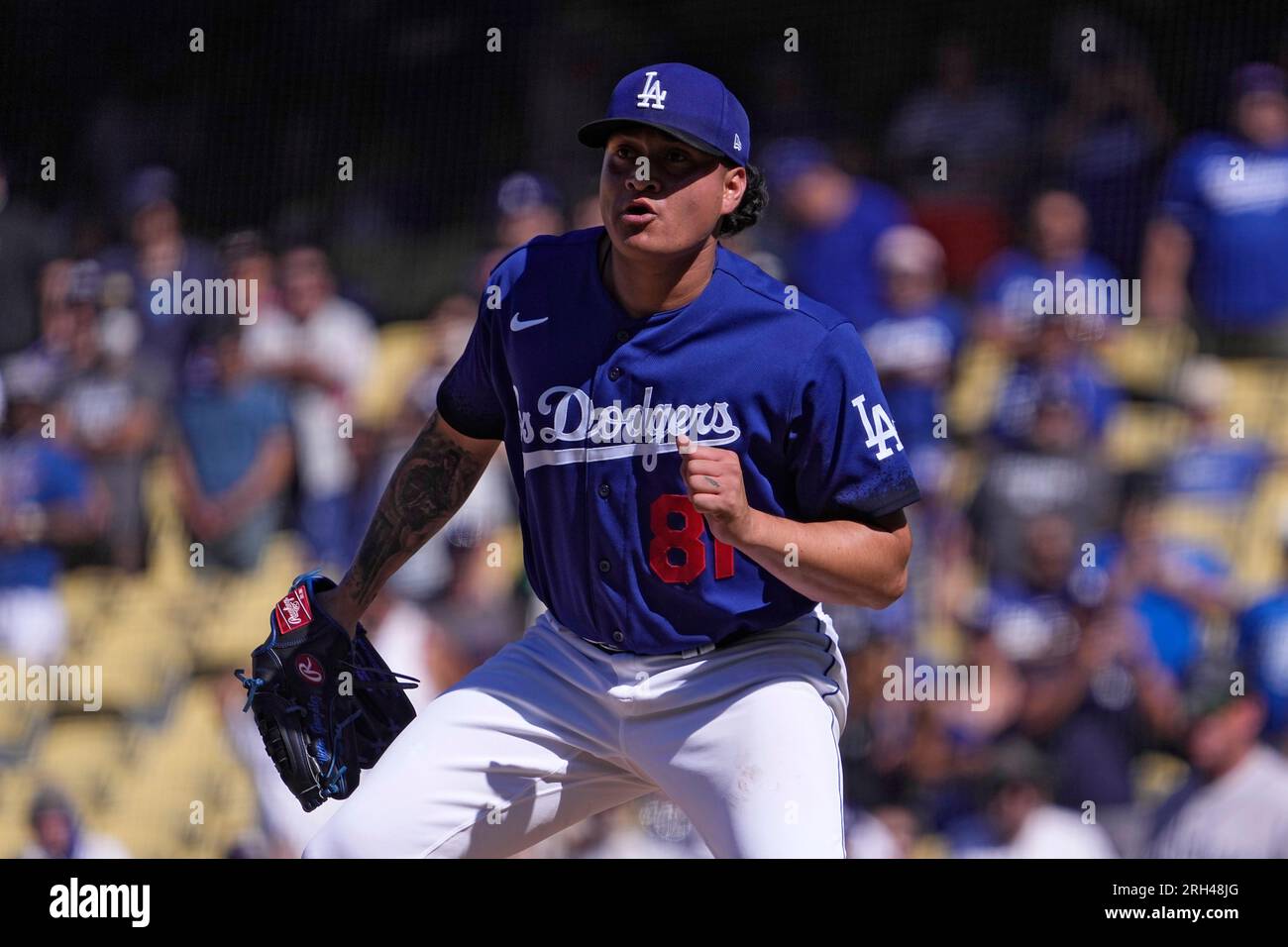 Los Angeles Dodgers relief pitcher Victor Gonzalez celebrates after ...