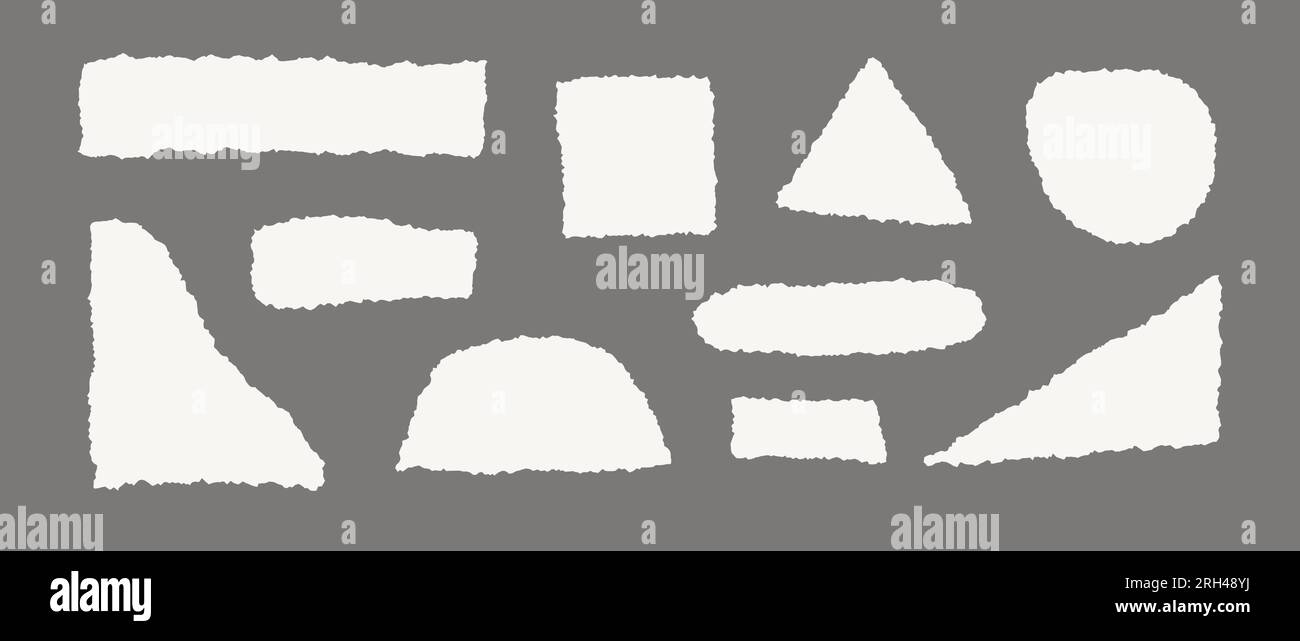 Torn paper set. Beige shapes with jagged edges. Ripped rectangle ...