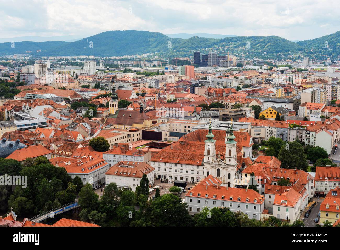 Aerial view of city of Graz, Austria Stock Photo - Alamy