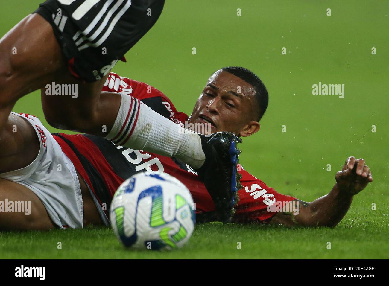 Rio de Janeiro, Brazil. 13th Aug, 2023. Wesley of Flamengo during the ...