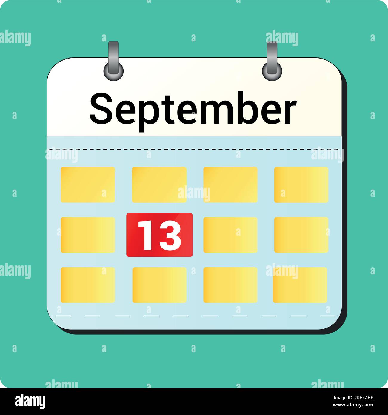 calendar vector drawing, date September 13 on the page Stock Vector ...