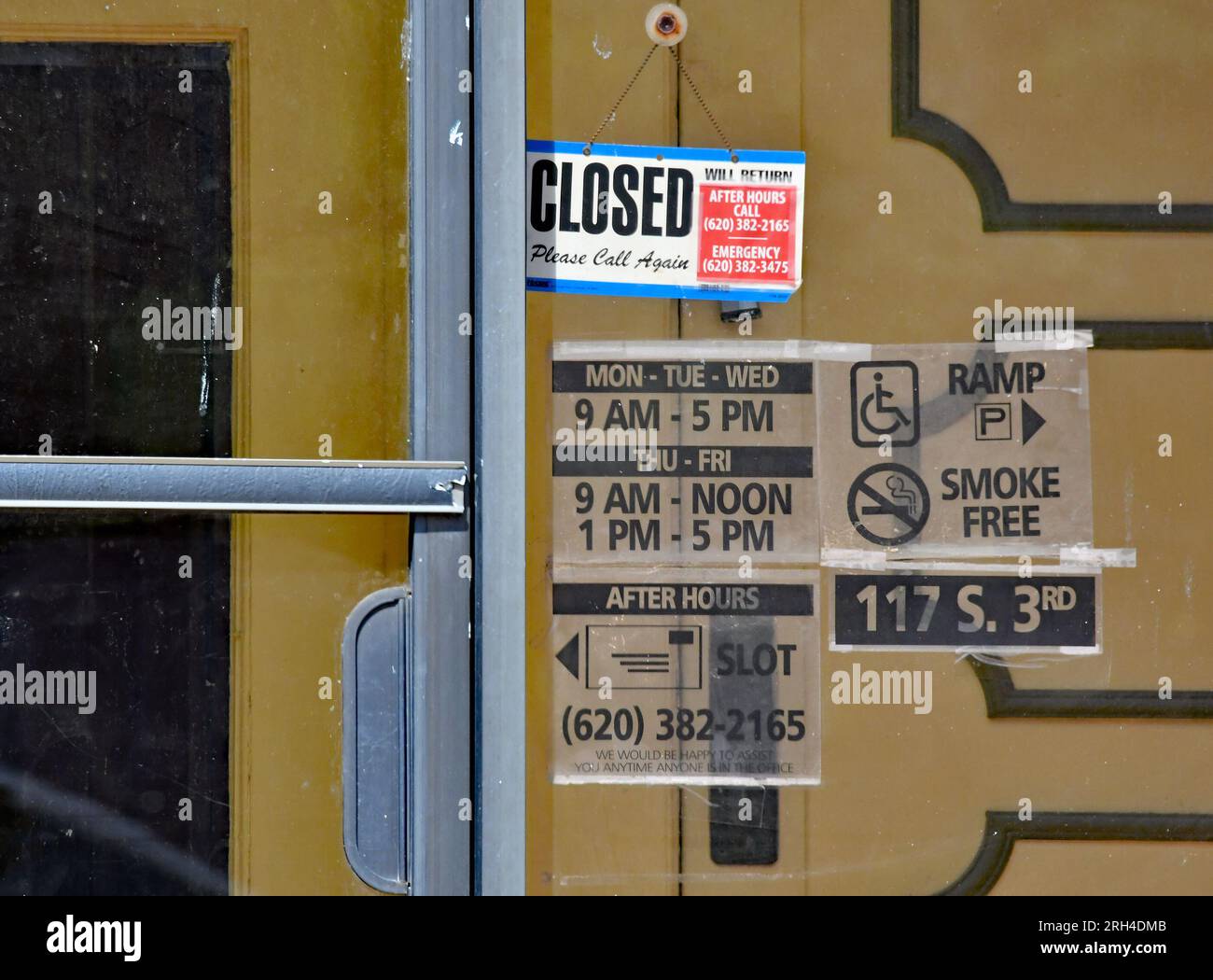 MARION, KANSAS - AUGUST 12, 2023 Front door of the Marion County Record ...