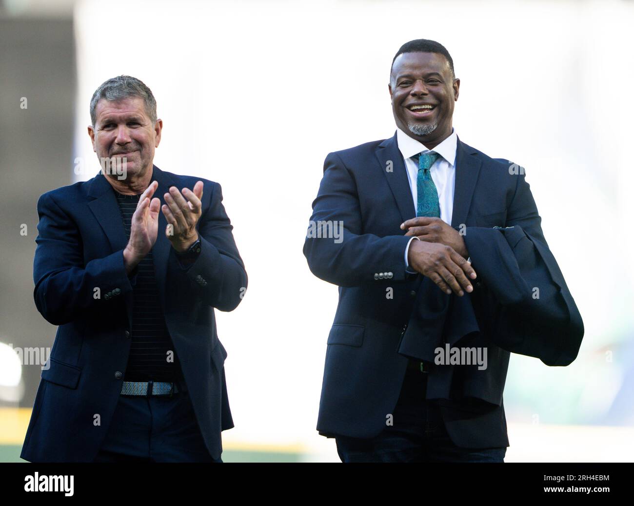 Former Seattle Mariners players Edgar Martinez, left, and Ken Griffey ...