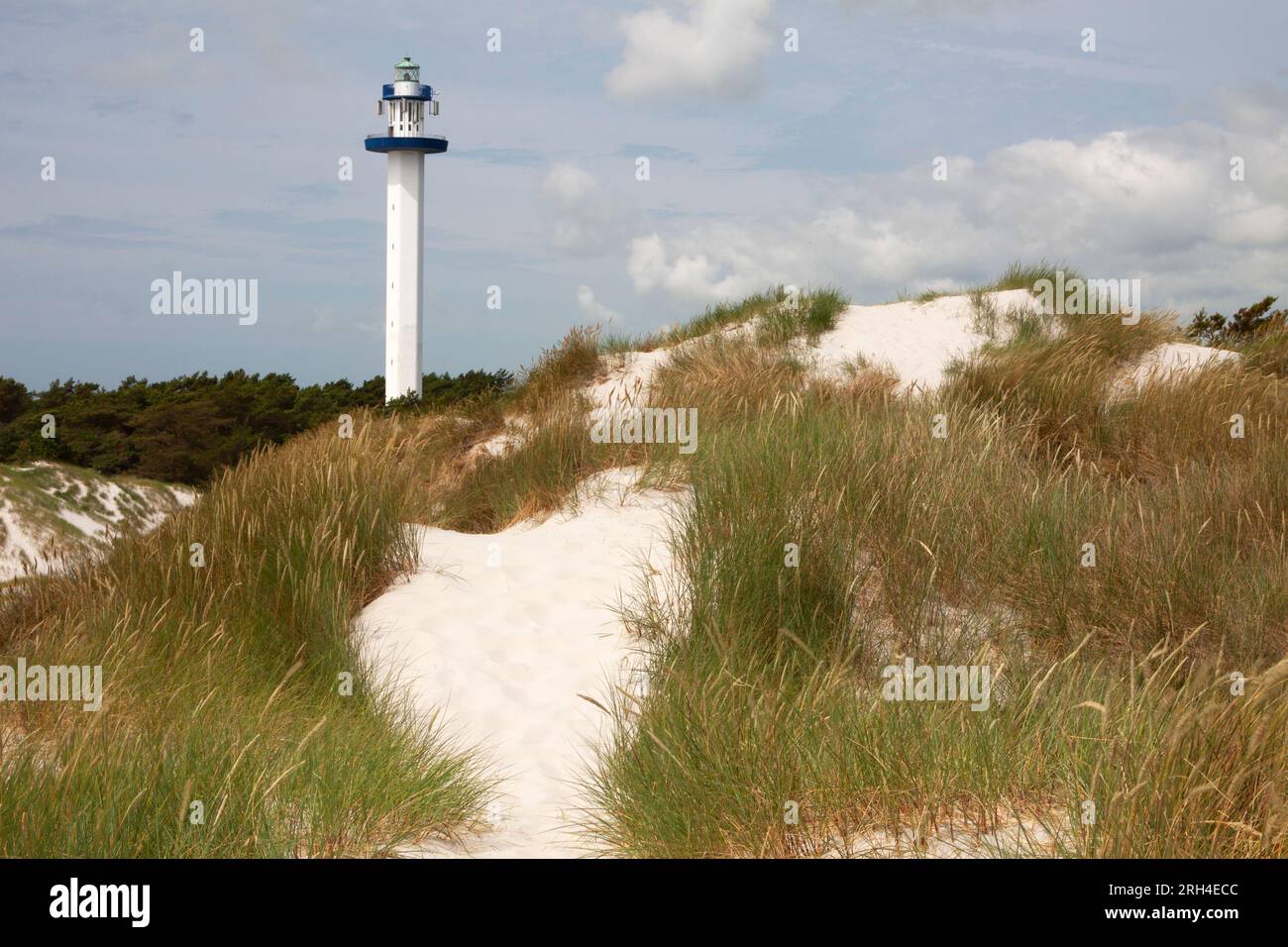 Dueodde beach and lighthouse on Bornholm island Denmark Europe Stock ...