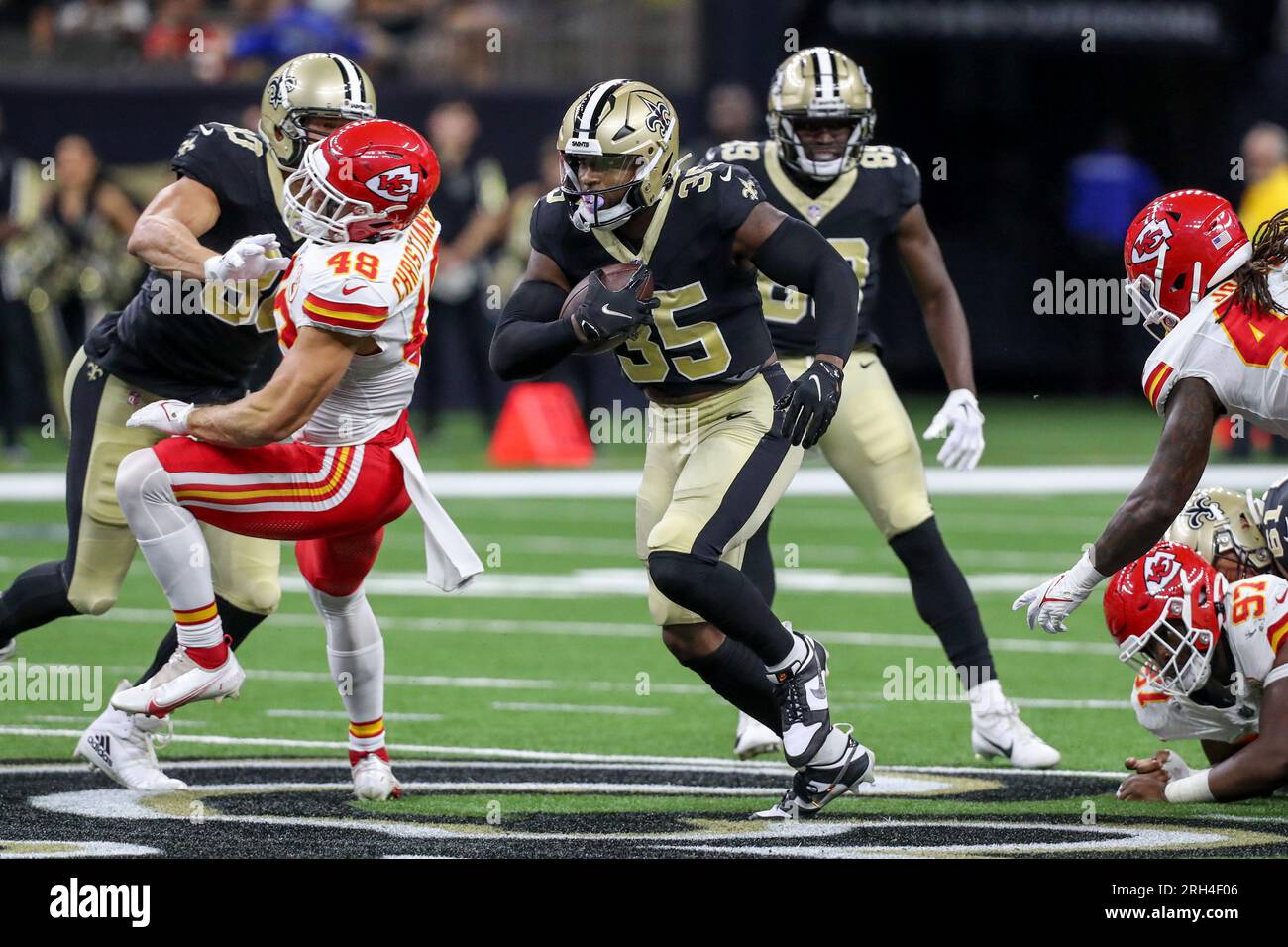 New Orleans, USA. August 13, 2023: Saints running back Ellis ...