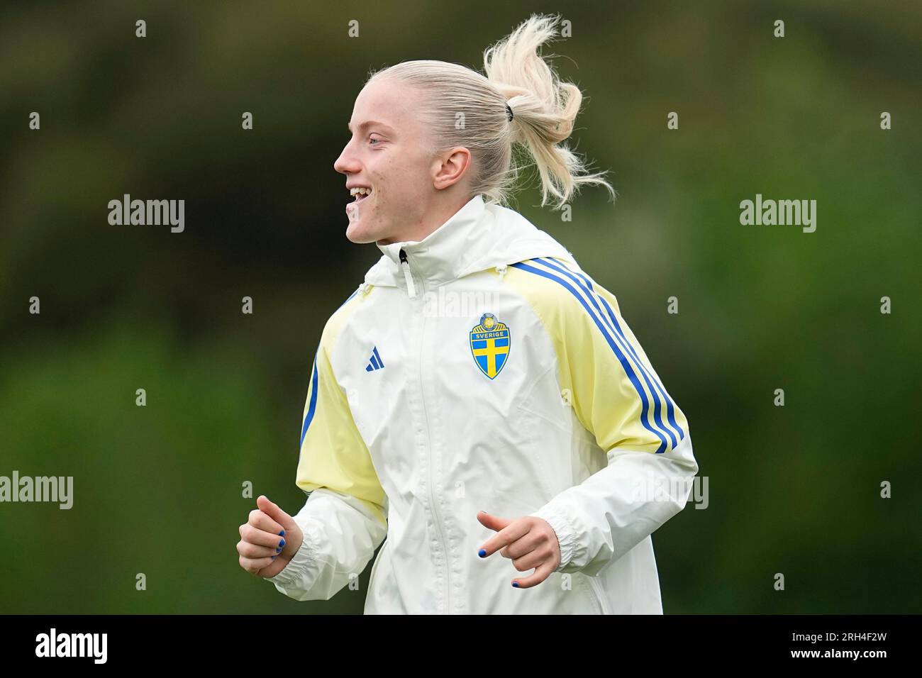 Sweden's Anna Sandberg takes part in drills during a training session ...