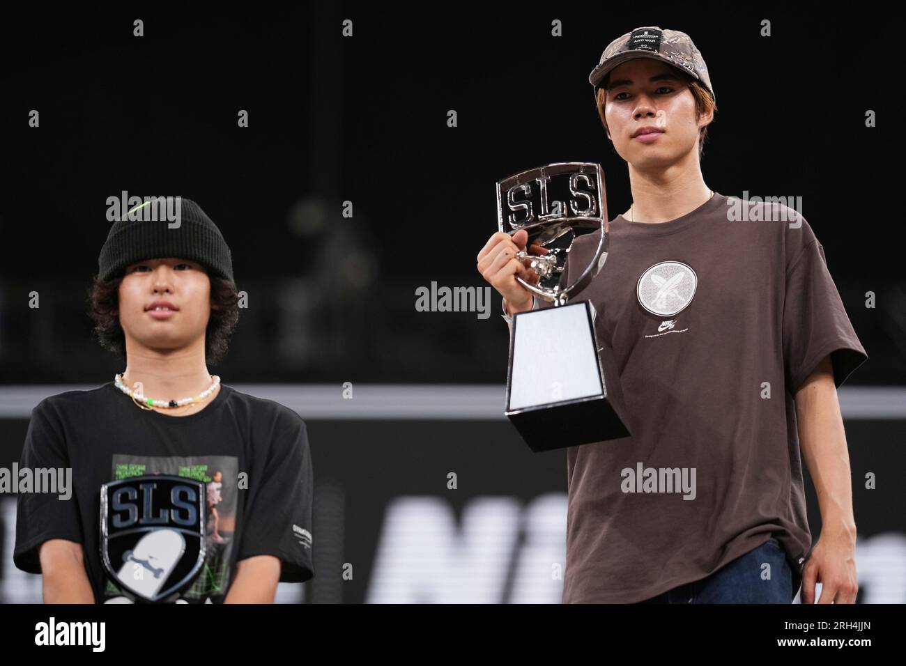Tokyo, Japan. 12th Aug, 2023. (L to R) Daiki Ikeda, Yuto Horigome (JPN) Skateboarding : 2023 SLS ...