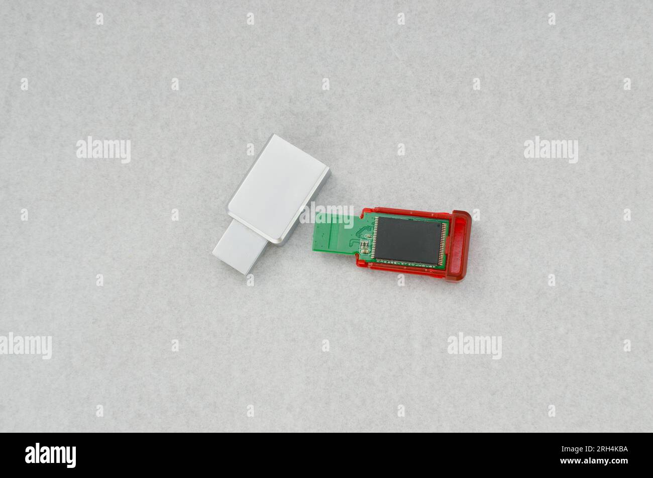 Closeup of an open USB stick revealing its internal circuitry for ...