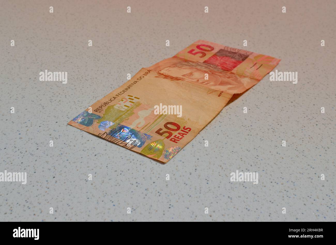 Detail of 50 reais banknote from Brazil, highlighted in Brazilian ...