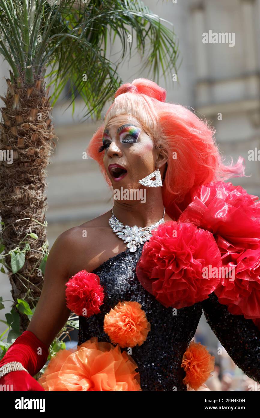 A drag queen particiaptes in the Montreal Pride Parade. Montreal,Quebec ...