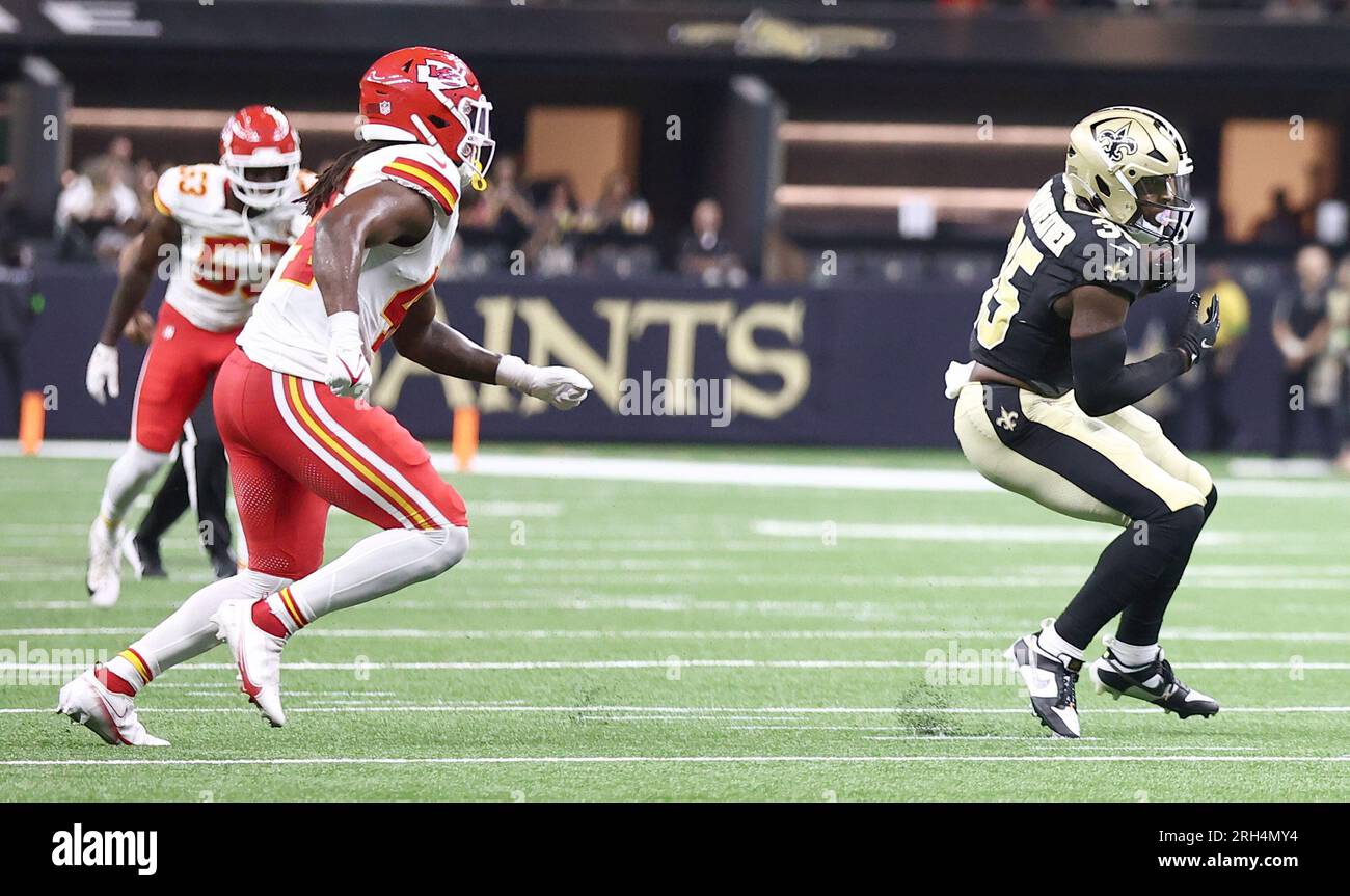 New Orleans, USA. 13th Aug, 2023. New Orleans Saints running back Ellis ...