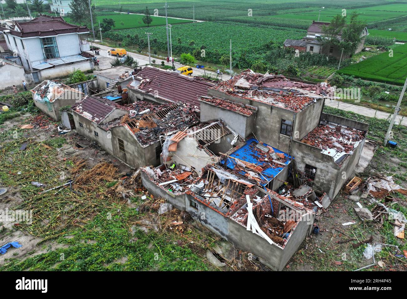 YANCHENG, CHINA - AUGUST 14, 2023 - A general view of the disaster site ...