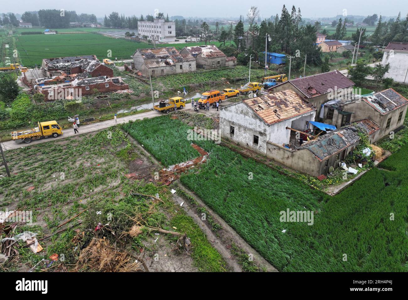 YANCHENG, CHINA - AUGUST 14, 2023 - A general view of the disaster site ...