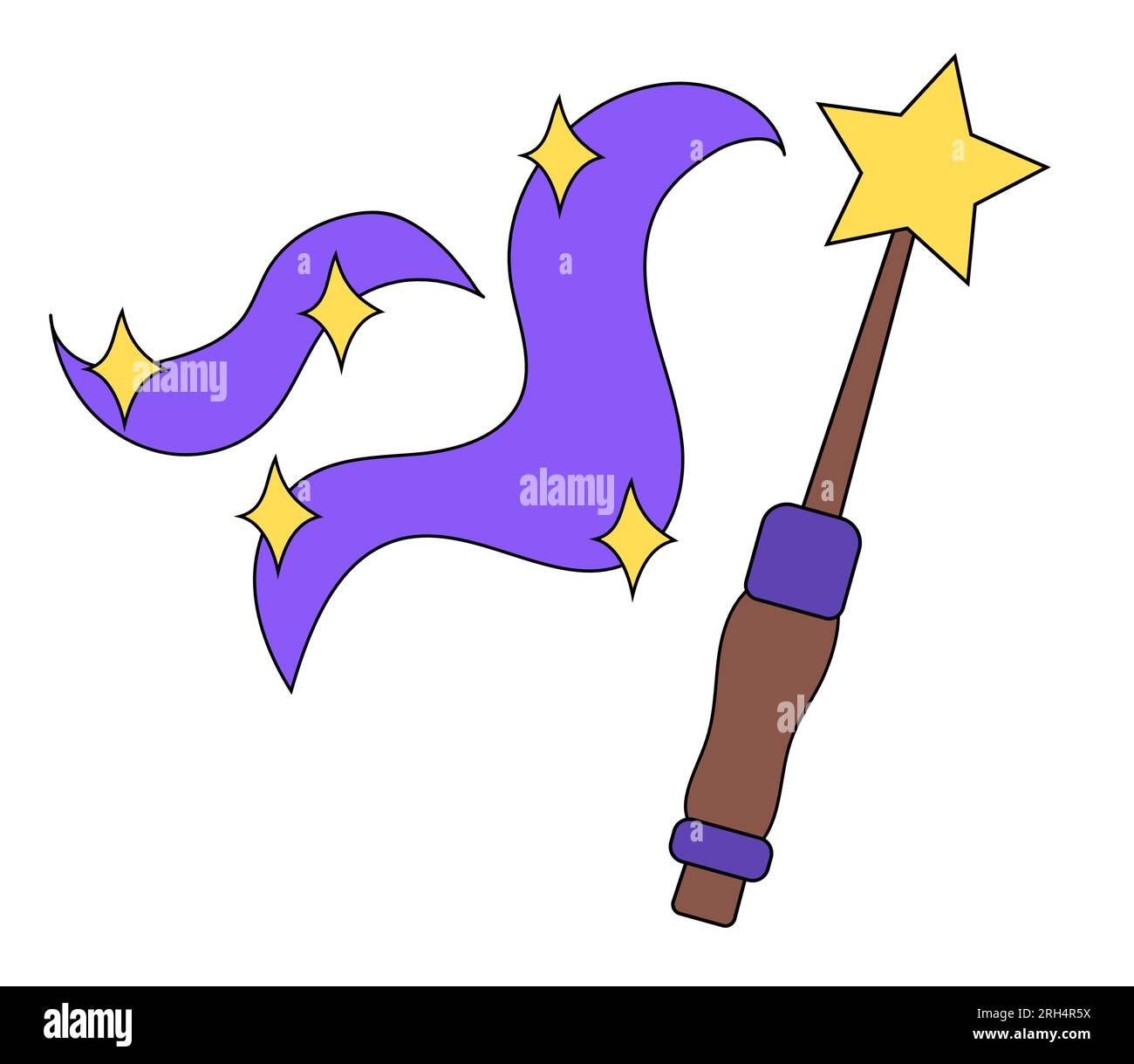 Magic wand with sparkle isolated on white. Miracle magical witch stick ...