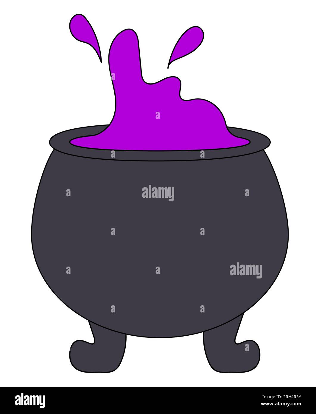 Halloween bubbling magic cauldron with purple brew. Vector flat ...