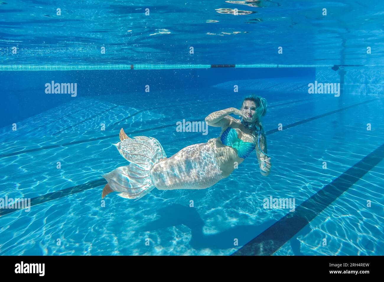Balingen, Germany. 11th Aug, 2023. Andrea Wolfert, dressed as a mermaid ...