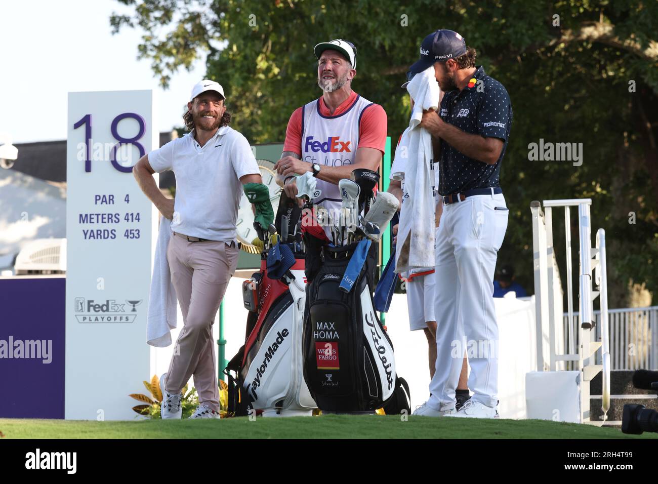 MEMPHIS, TN - AUGUST 13: Tommy Fleetwood and Max Homa share a laugh as ...
