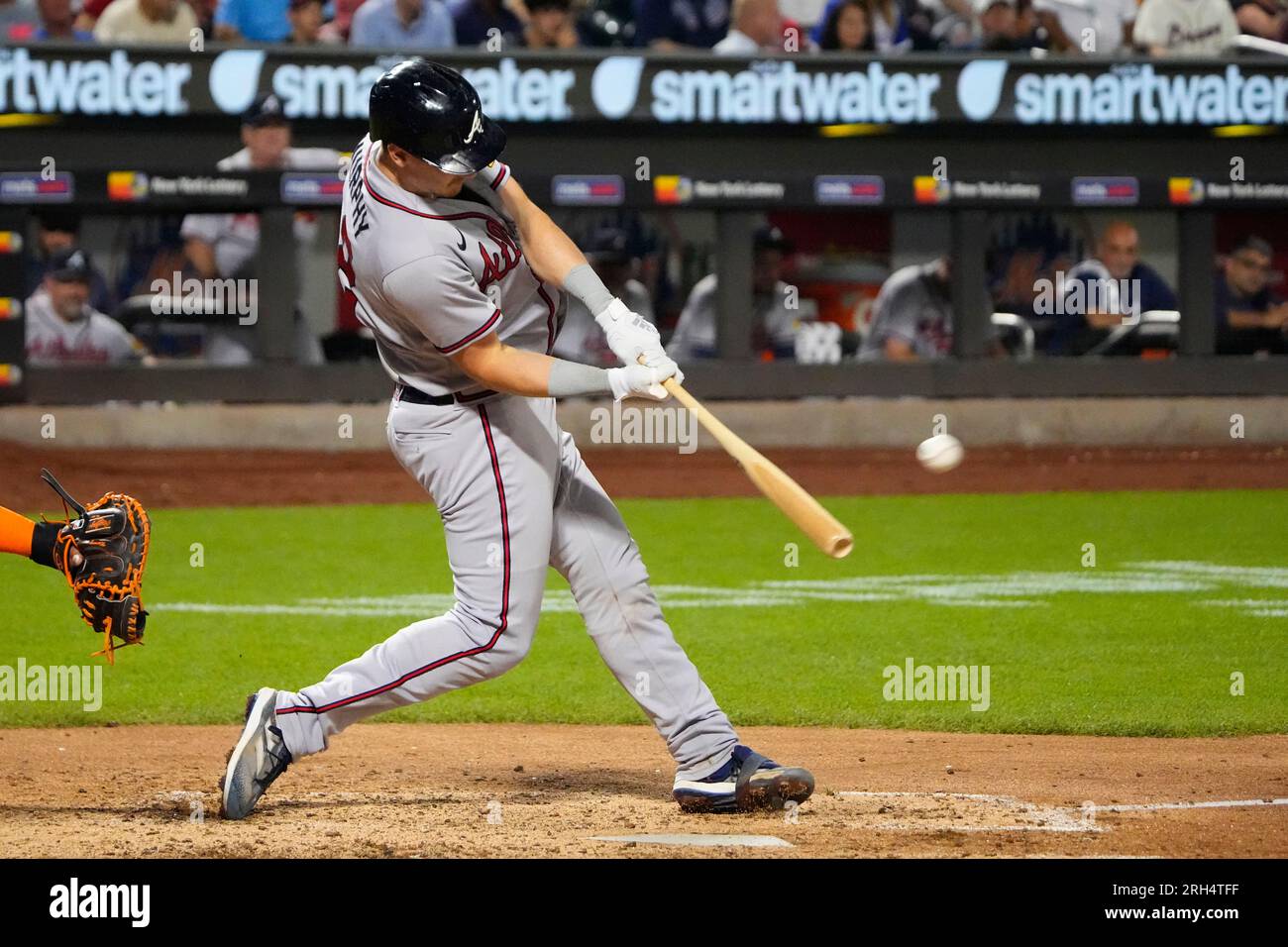 FLUSHING, NY - AUGUST 13: Atlanta Braves Catcher Sean Murphy (12) hits a home run during the ...