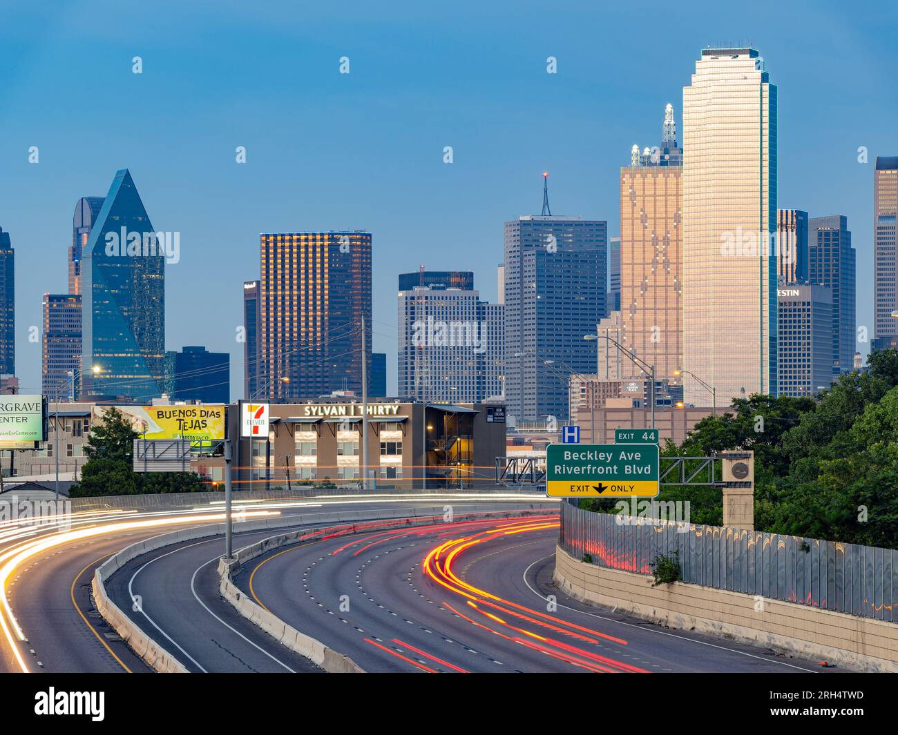 Texas, JUL 2 2023 - Sunset Dallas skyline with highway Stock Photo - Alamy