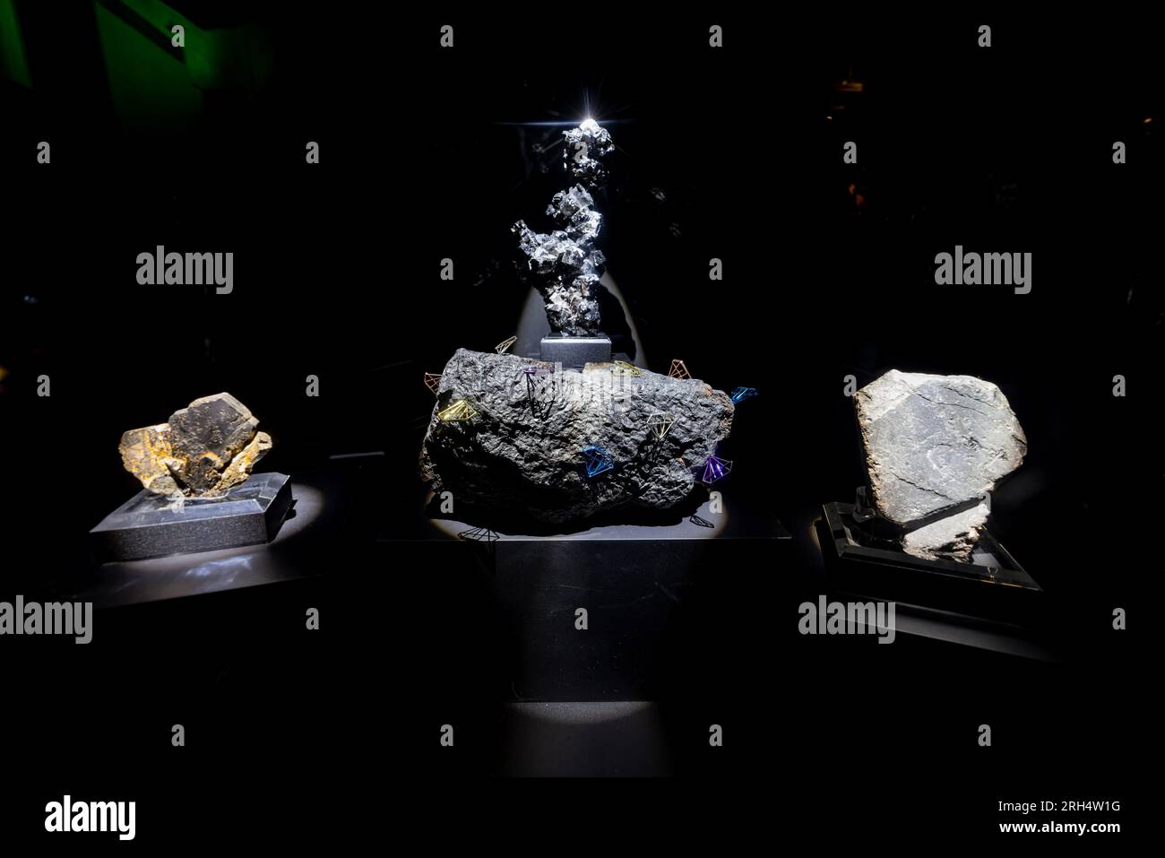 Texas, JUL 3 2023 - Close up shot ort mineral display in the Perot ...